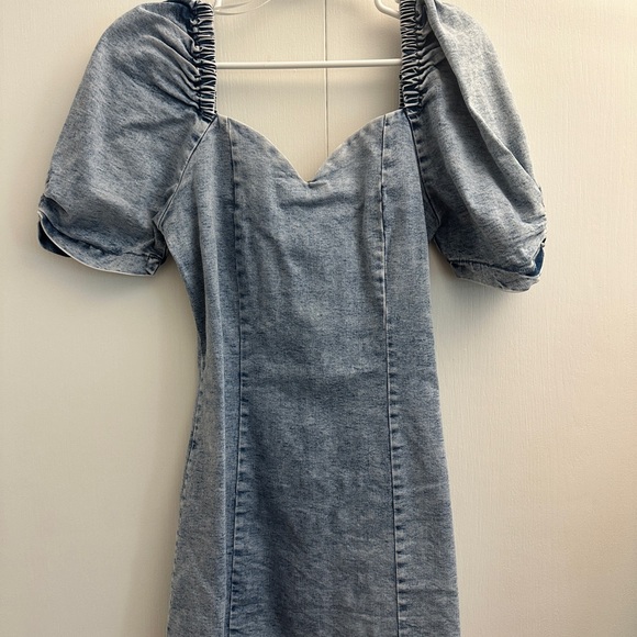 Lumiere | Dresses | Lumiere Denim Puff Sleeve Sheath Mini Dress | Poshmark